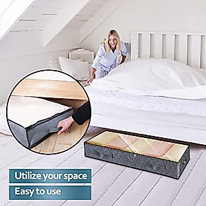 BRANDEGY Under Bed Storage Containers , 6 Pack Storage Bags – Sturdy Fabric, Clear Window and 4 Reinforced Handles – Underbed Storage Containers For Organizing Clothes, Bedding, Toys, Comforter, Towels And Pillows(Grey)