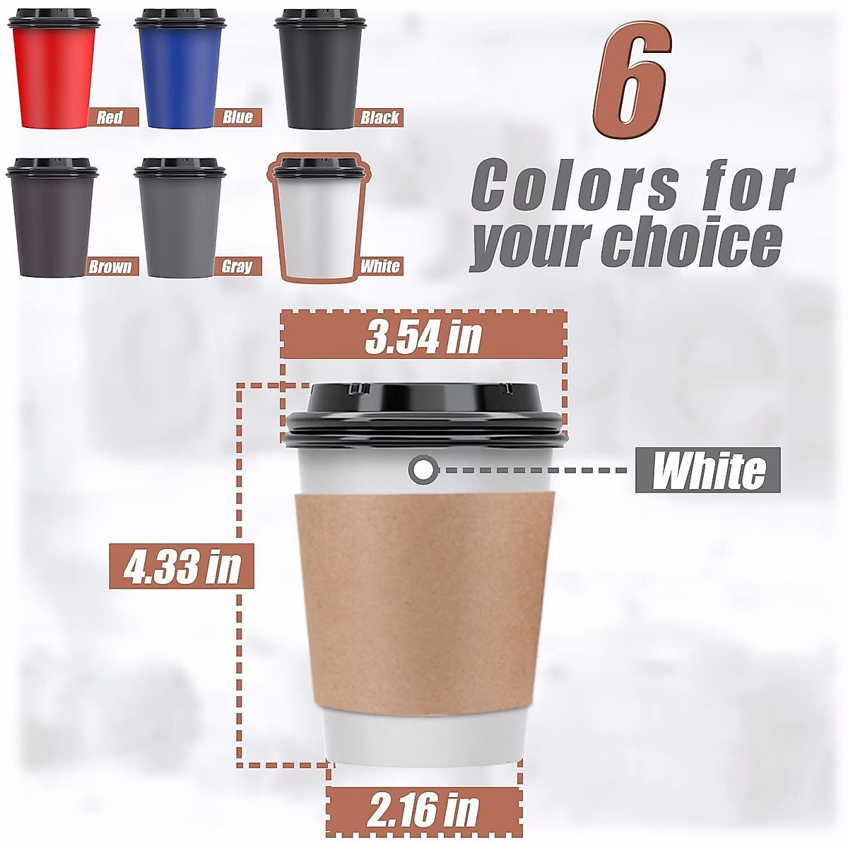 To Go Coffee Cups 120 Pack, Paper Coffee Cups With Lids Straws and Sleeves, Disposable Hot Beverage 12Oz Paper Coffee Cup