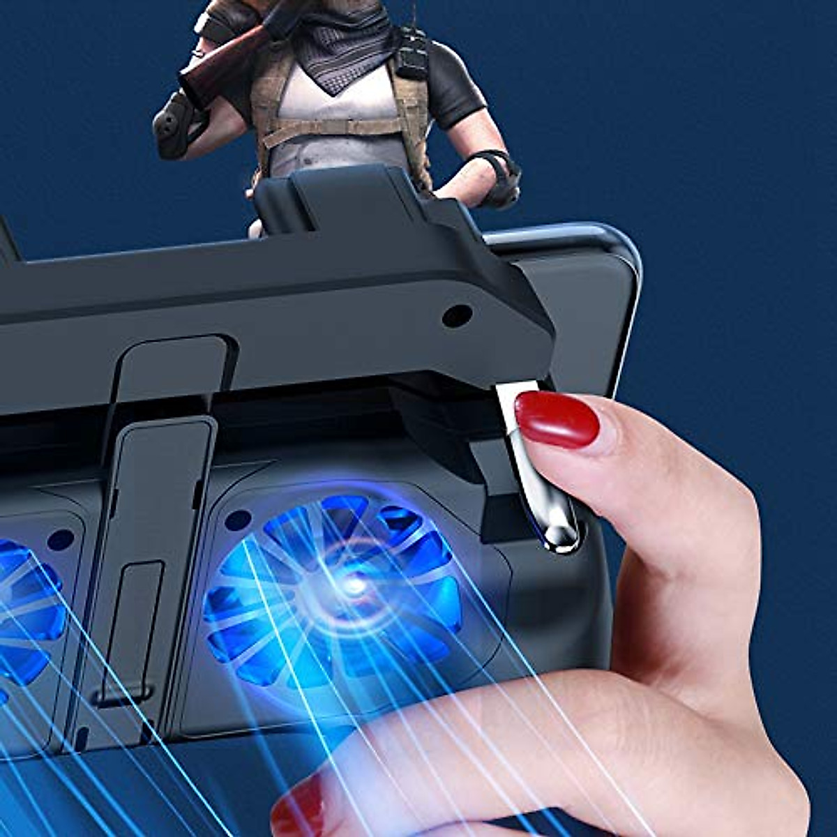 Shanrya Perfect Cooling Effect Cooling Fans with Holder, Mobile Phone Gamepad, Dual Cooling Fans, Comfortable Touch Playing Games for Smartphone(2500mah)
