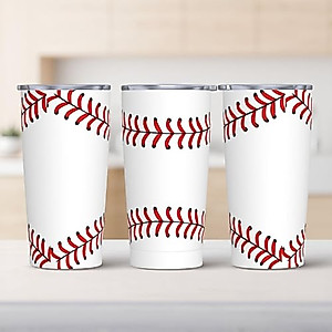 IYERSKD Baseball Lace 20 oz Stainless Steel Tumbler Vacuum Insulated Leakproof Travel Mug for Car Office Gym