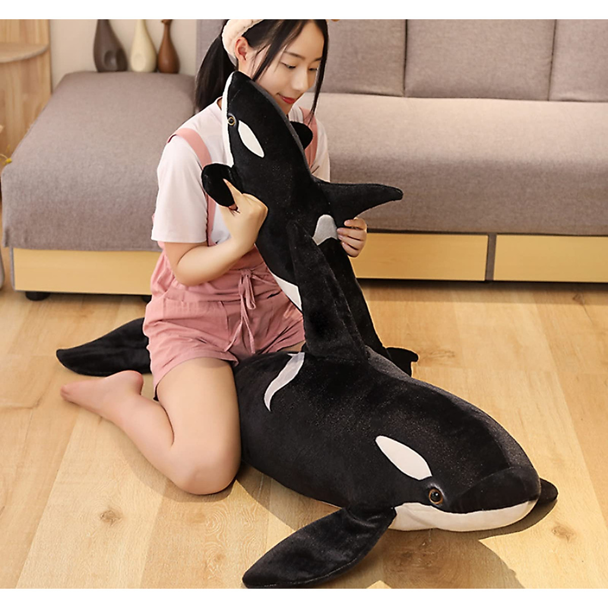 TONGMAN Whale Plush Toy, Lifelike Stuffed Animal, Simulation Killer Whale Doll, 19.6'' orca Plush Toy, Plush Simulation Animal Gift for Children