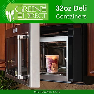 Deli Containers with Lids [32 oz. 40 Pack] Disposable Clear Lunch Containers Leakproof | Plastic Round Food Storage Containers | Freezer Containers for Food