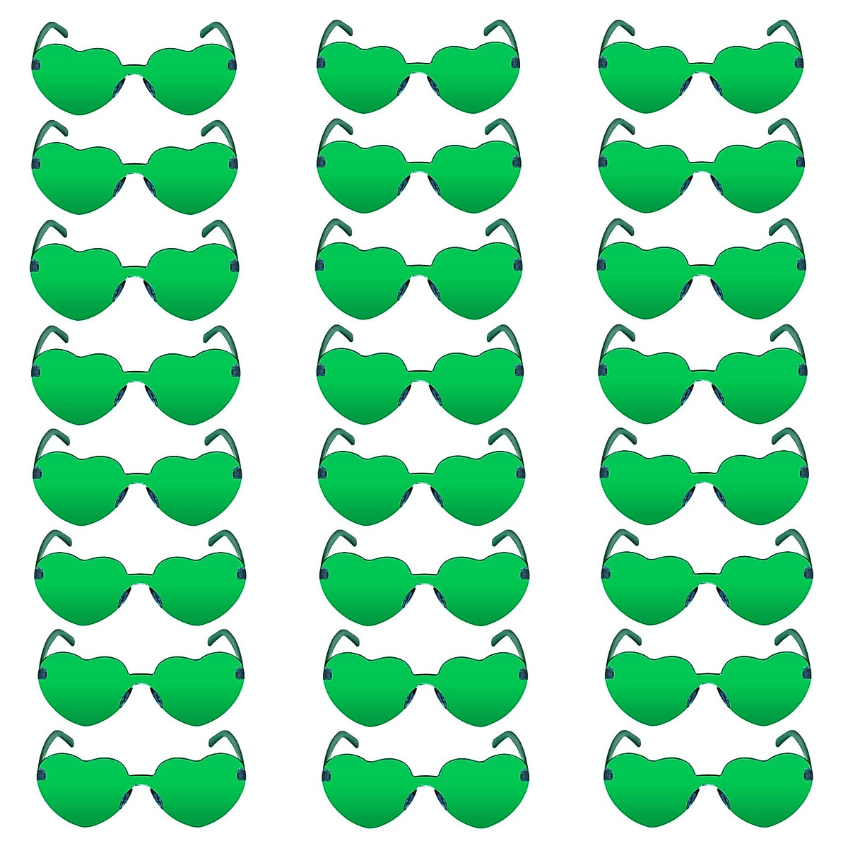 NUDALA Heart Rimless Sunglasses Love Candy Bachelorette Party Glasses Funky Transparent Sunglasses Party Favor (24 GREEN)