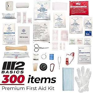 Professional 300 Piece (40 Unique Items) First Aid Kit | Emergency Medical Kits | Home, Business, Camping, Car, Office, Travel, Vehicle, Kids, Boat, Survival, Supplies