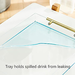 MUKEEN Clear Acrylic Serving Tray with Metal Handles -Spill Proof- Decorative Countertop Organizer for Ottoman Coffee Table Nightstand, sidetable, Breakfast, Tea, Food, Butler (11x14 Inch, Clear)