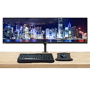Lenovo ThinkVision S24e-20 23.8" Full HD WLED LCD Monitor 2-Pack Bundle with 1920 x 1080, Vertical Alignment, HDMI-VGA, Raven Black, MK270 Wireless Keyboard and Mouse, Gel Pads, Dual Monitor Stand