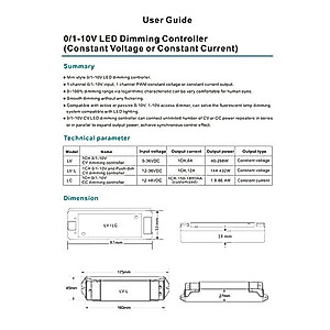 0/1-10V 1CH 8A Dimmable Switches Led Driver 1 Channel 0-10V Constant Voltage LED Dimmer Led Dimming Controller PWM Led Dimmer 5-36V
