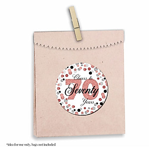 Confetti Rose Gold Polka Dot 70th Birthday Party Sticker Labels, 40 2" Party Circle Stickers by Amanda Creation, Great for Party Favors, Envelope Seals & Goodie Bags