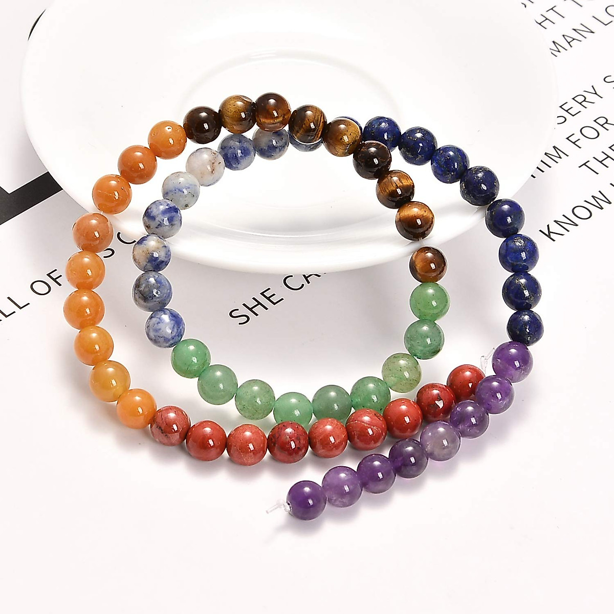 AD Beads Healing Reiki 7 Chakras Yoga Natural Gemstone Round Loose Beads 6mm 16''