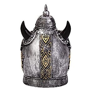 Skull with Viking Helmet Liquor Decanters Whiskey Vodka Crystal Skull Head Decanter Set 450ml (15oz) (Viking)