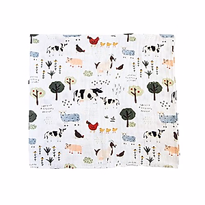 RED ROVR 100% Organic Cotton Muslin Swaddle | Newborn Receiving Blanket | Baby Wrap | Boy, Girl, Unisex | Soft, Lightweight, Breathable | Burping, Nursing | 44" x 44" | Family Farm