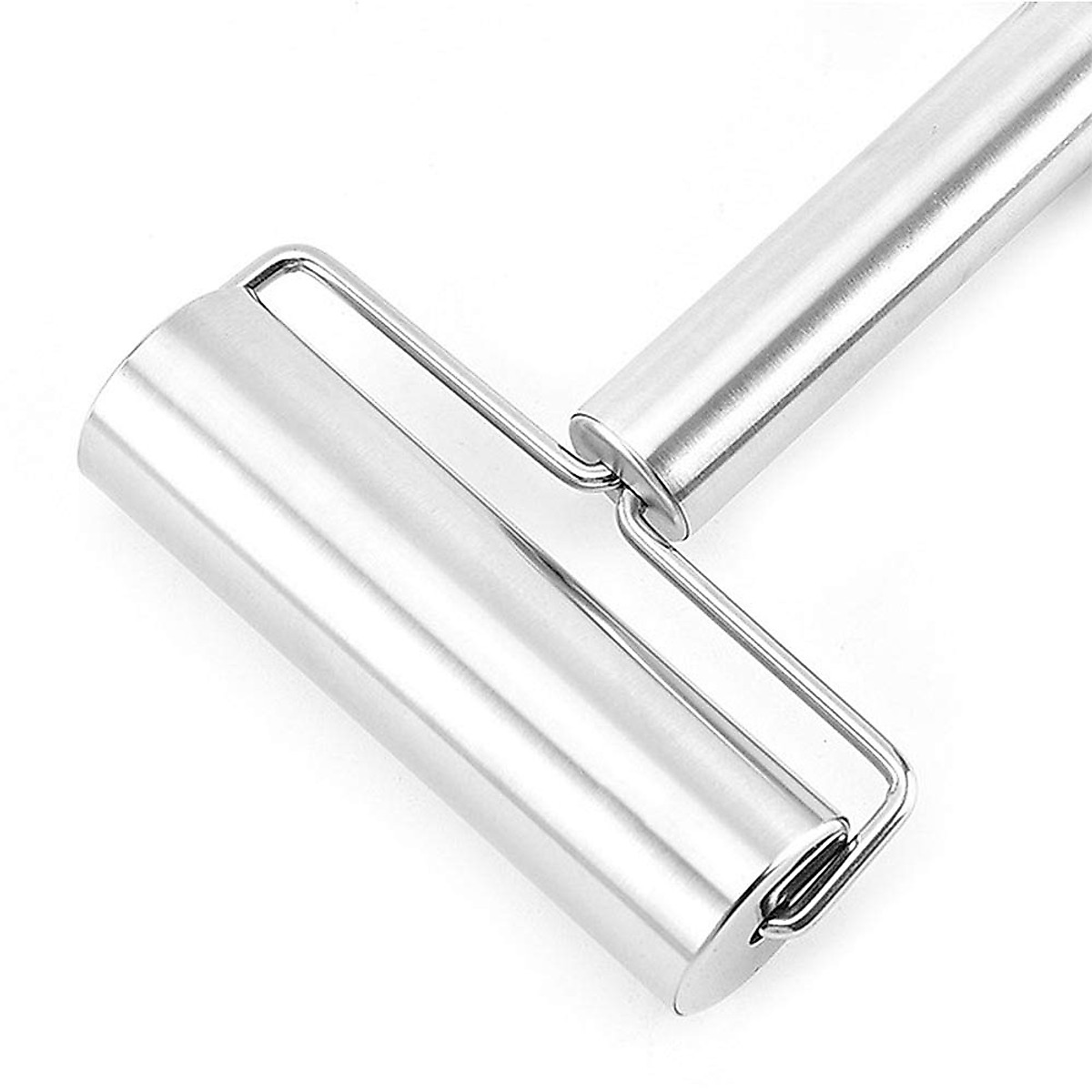 Smooth Stainless Steel Rolling Pin Pastry and Pizza Double Dough Baker Roller Metal Kitchen Utensils Ideal for Baking Dough, Pizza, Pie, Pastries, Pasta and Cookies