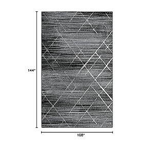 GlowSol 9x12 Area Rugs for Living Room Grey Abstract Rugs Carpet for Bedroom Room with Non-Slip Backing Non-Shedding Stain Resistant, Large Rugs for Dining Room Nursery Home Office