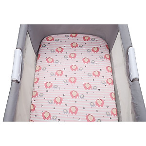 Bassinet Sheets for Baby Boy and Girl, Stretchy Breathable Fitted Sheet Universal for Bassinet Cradle Hourglass Oval Rectangle Pad/Mattress, 4 Pack Deer, Elephant, Rabbit and Squirrel Printing