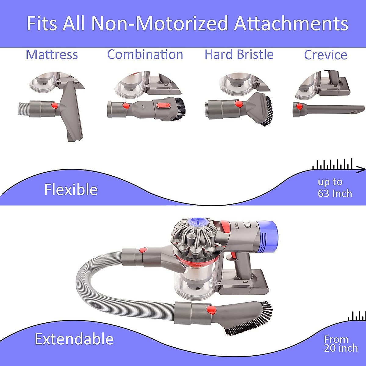 Fullclean Extension Flexible Hose and Trigger Lock Compatible with Dyson Gen 5 V15 V12 V11 V10 V7 V8 Absolute Detect Torque Drive Cyclone Cordless Handheld Vacuum Cleaner(Not for Outsize)