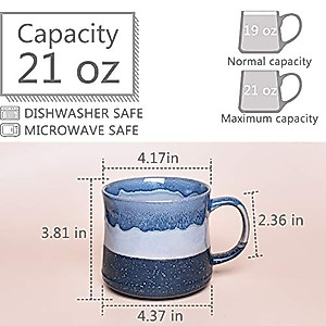 Bosmarlin Large Ceramic Coffee Mug, Big Tea Cup for Office and Home, 21 Oz, Dishwasher and Microwave Safe, 1 PCS… (Blue)
