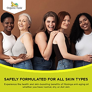 Organic Veda Moringa Face Oil with Dropper - 100% Natural Moringa Seed Oil with Turmeric & Rose Extract for Soft & Radiant Skin - Anti-aging, Reduce Wrinkles, Minimize Age Spots - 50ml (1.7 fl.oz)