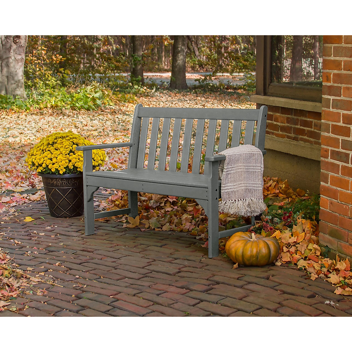 POLYWOOD Vineyard 48" Bench (Slate Grey)