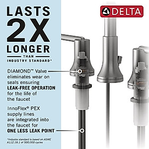 Delta Faucet Saylor Widespread Bathroom Faucet 3 Hole, Brushed Nickel Bathroom Faucet for Bathroom Sink, Bathroom Sink Faucet, Diamond Seal Technology, Metal Drain Assembly, Stainless 3535-SSMPU-DST