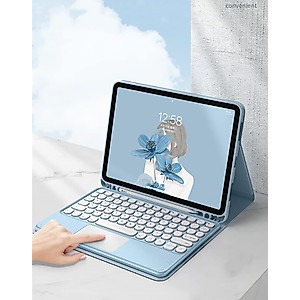 AnMengXinLing Galaxy Tab S8+/S8 Plus/S7 FE / S7 Plus Keyboard Case-Touchpad Detachable Keyboard with S Pen Holder Cover for 12.4 inch Galaxy Tab S8 Plus 2022/ S7 FE 2021/ S7+ 2020 Tablet, Blue