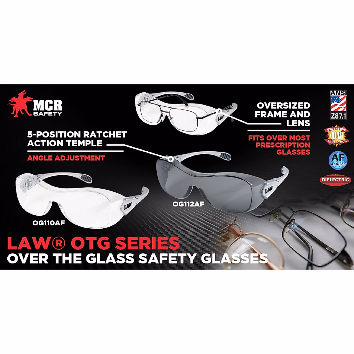 Crews OG110AF Law Over The Glass Polycarbonate Clear Anti-Fog (2-Pack)