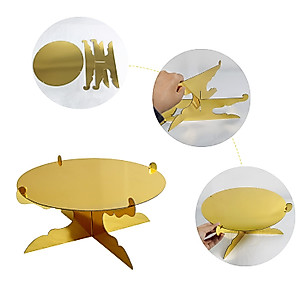 everforyou 12 inch One Tier Cardboard Cupcake Stands & Cake Stands for Party (1, Gold)