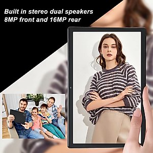 Pomya 10.1 Inch FHD IPS Tablet, 5G WiFi Tablet for Android12, 8GB RAM 256GB ROM, Support Fast Charging, 4G Network Octa Core Calling Tablet with 8MP 16MP Camera for Daily Use