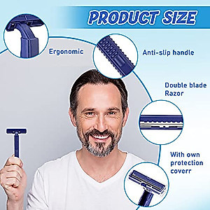 Twin Blade Razors for Men Stainless Steel Men Razors Disposable Plastic Men Shaving Razors Multipurpose Portable Shave Razor Manual Men's Disposable Razors for Bathing Hotel Travel (200 Pieces)