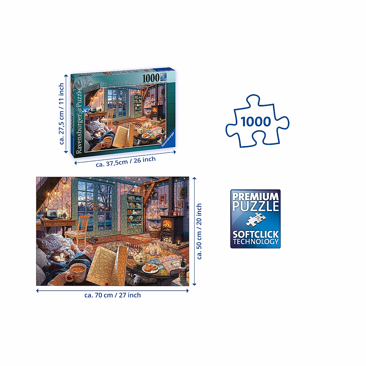 Ravensburger The Cosy Shed (1000 Piece Version of Cozy Retreat) Jigsaw Puzzle for Adults - Every Piece is Unique, Softclick Technology Means Pieces Fit Together Perfectly