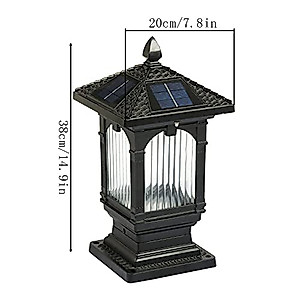 speesy Solar Personality Black Stigma Column Post Light Fixture,Outdoor Waterproof Garden Light Fixture,Die Cast Aluminum Square Lawn Pillar Lamp,Villa Garden Path Column Lamp