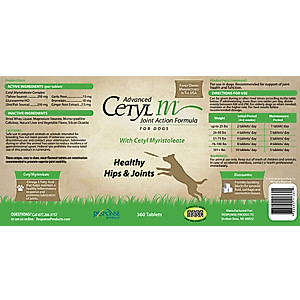Advanced Cetyl M Tablets Joint Action Formula for Dogs (120 count)
