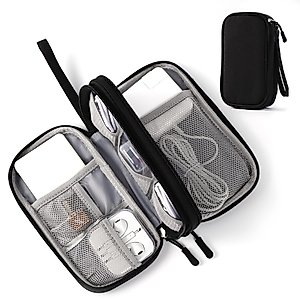 Electronic Organizer Pouch Bag, 3 Compartments Travel Cable Organizer Bag Pouch Portable Electronic Phone Accessories Storage Multifunctional Case for Cable, Cord, Charger, Hard Drive, Earphone(Black)