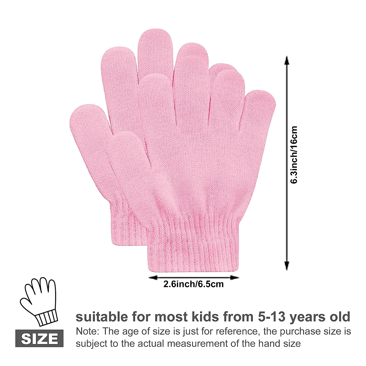 Uttpll Toddler Magic Mittens Kid Gloves Stretch Full Finger Solid Color Winter Protection Warm Knitted Gloves for Boys Girls Supplies Yellow One Size