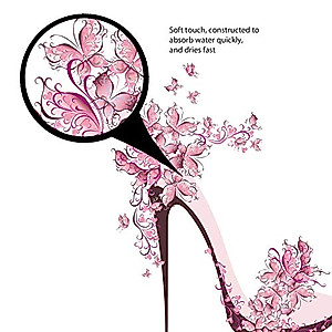 Amagical Pink Butterfly and Girls High Heels Shoe 3 Piece Bathroom Mat Set Non Slip Bath Mat Contour Mat Toilet Cover