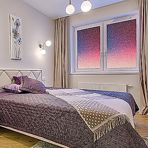 IOACIY Privacy Window Film Frosted Glass Sticker for Home Office Static Anti-UV Window Paper Decorative Window Covering for Bathroom (Universe Outer Space Starry Sky Red Blue-235, 17.7" x 23.6")