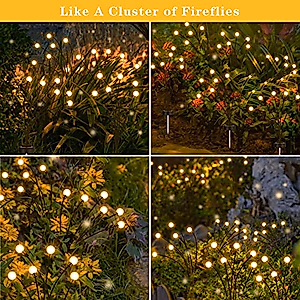 Solar Garden Lights, 4 Pack 24LED Solar Firefly Lights, Starburst Swaying Solar Firefly Lights Outdoor Waterproof, Sway by Wind, Solar Garden Landscape Lights, Firefly Lights Solar Outdoor Decorative