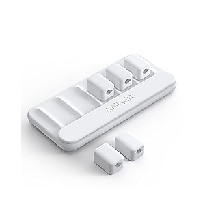 Anker Cable Management, Magnetic Cable Holder, Desktop Multipurpose Cord Keeper, 5 Clips for Lightning Cables, USB C Cables, Micro Cables, Other Wires, Sticks to Wood, Marble, Metal, Glass (White)