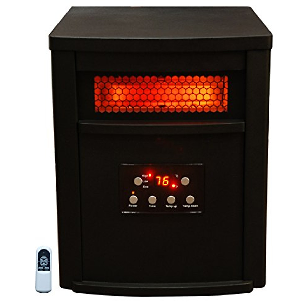 LifeSmart LifePro 1500W Portable Electric Infrared Quartz Indoor Space Heater with 6 Adjustable Heating Elements and Remote Control, Black