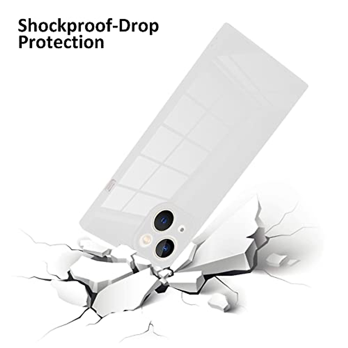 LSL Compatible iPhone 13 Case Square White Soft TPU Bumper Anti-Drop Anti-Scratch Shock Absorption Protective Wireless Slim Cover Compatible with iPhone 13 6.1 Inch for Women Girls Men