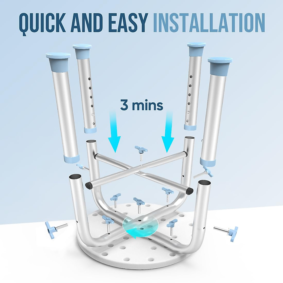 OasisSpace Shower Stool Adjustable Shower Chair for Inside Shower, Shower Seat for Adults with Anti-Slip Rubber Tips, Bath Chair for Elderly and Disabled, 500 Pound Weight Cap, Easy Assembly