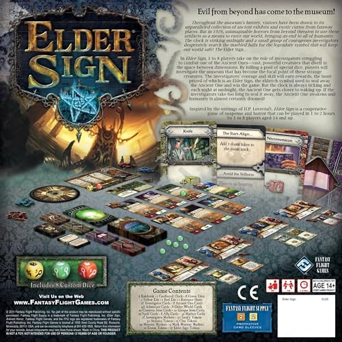 Fantasy Flight Games Elder Sign Board Game - Supernatural Intrigue, Cooperative Dice Adventure! Horror Mystery Game, Ages 14+, 1-8 Players, 1-2 Hour Playtime, Made