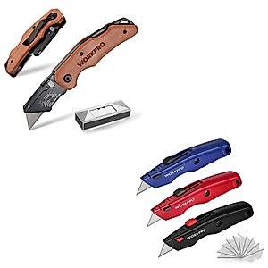 Knife: Retractable (3pcs) + Folding w/Wood Handle