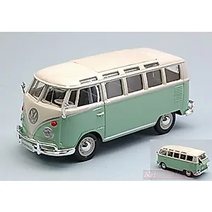 Maisto Scale Model Compatible with VW T1 Samba Van 1962 Pastel Green/Cream 1:25 MI31956G