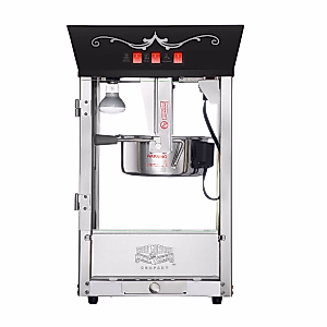 Matinee Popcorn Machine - 8oz Popper with Stainless-Steel Kettle, Reject Kernel Tray, Warming Light, and Accessories by Great Northern Popcorn (Black)