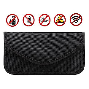 RFID Signal Blocking Bag,Anti-Tracking Anti-Spying Anti Radiation Key Pouch Signal Blocker Jammer Signal Shielding Wallet Case Faraday Bag Car Key FOB for Cell Phone Privacy Protection (Black)
