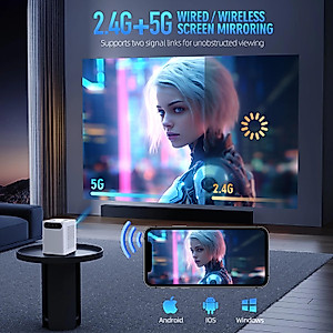 Projector with WiFi and Bluetooth, 5G WiFi 4K HD 20000L Portable Movie Projector with Mini Tripod, Outdoor Projector Home Video Smart Projectors Compatible with iOS/Android/Laptop/TV Stick/HDMI/ PS5