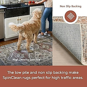 nuLOOM 2' x 12' SpinClean Machine Washable Stain-Resistant Area Rug with Non Slip Backing, Low Profile for Living Room, Bedroom, and Dining Room, Jacquie Light Grey
