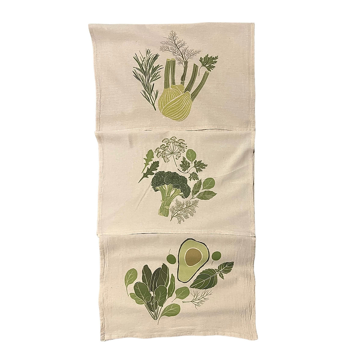 Unbleached Cotton Ecofriendly Flour Sack Kitchen Towels Set of 3 Premium Quality, Highly Absorbent, Vegetable Print