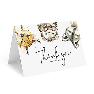 Bliss Collections Woodland Animal Thank You Cards with Envelopes, 25 Pack, 4x6 Inches, 100% Unique Designs