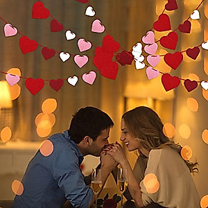 4Pcs Valentines Day Felt Heart Garland Banner- NO DIY- Valentines Decorations- Valentine's Day Party Decorations Supplies- Valentines Burgundy Pink Red White Heart Garlands for Home Fireplace Mantle